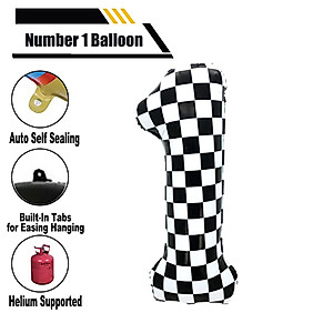 One Happy Dude Balloon Set 40" Black One Smile Face Checkered Balloons Yellow Lightning Balloon for One Happy Dude Birthday Decorations Smiley Face Party Decorations