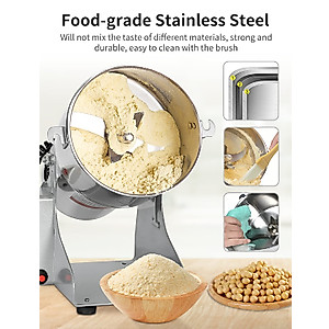 1000g Electric Grain Mill Grinder 2800W High Speed Powder Grinder Machine Stainless Steel Commercial Pulverizer Grinding Machine for Kitchen Pepper Coffee Corn