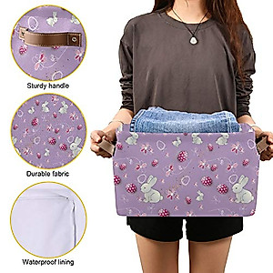 Blueangle Cute Bunny Rectangle Storage Bin, 15 x 11 x 9.5 in, Collapsible Organizer Storage Basket for Home Easter Décor