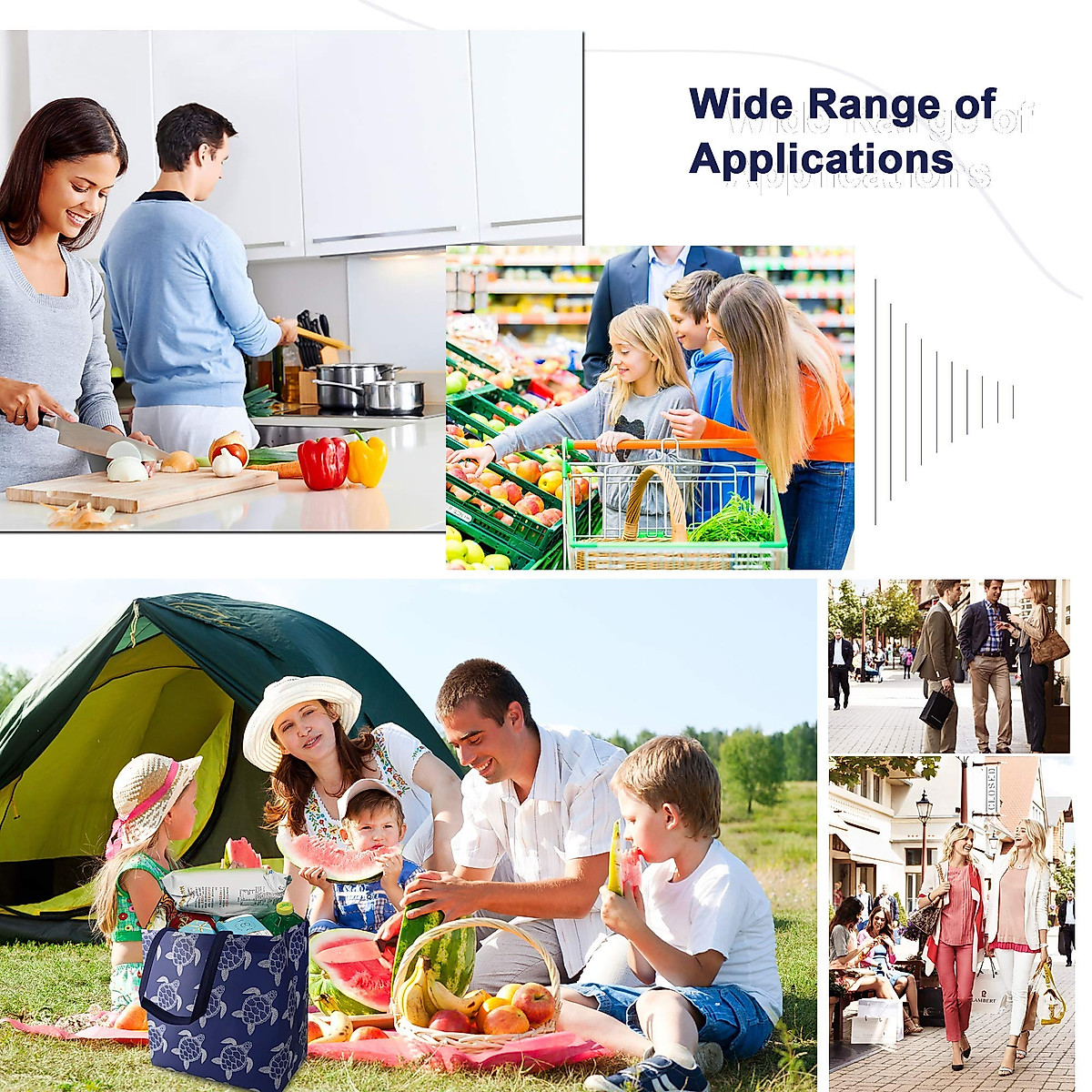 BeeGreen Animal Reusable Grocery Bags - W13*H13*D7 6 Packs Lightweight Shopping Totes with Long Handles, Water Resistant,Durable and Portable - Perfect for Groceries, Supermarket, Gifts, and More