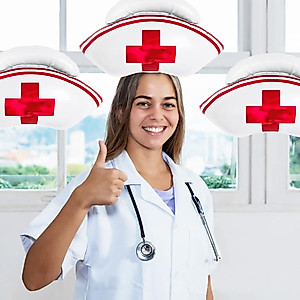 SYNUO Nurse Hat Foil Balloons 27inch White Nurse Graduation Party Decoration Supplies (5Pcs)