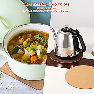 HECHZSO 6 Pcs Cork Potholder Trivets 2 Color and Double-Sided Available, for Kitchen, Dining Table, Pots and Pans, Plants, Craft Tea Insulation Pads (1, 6 inches Square)