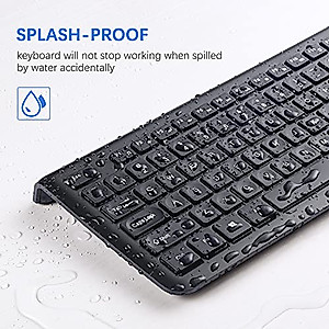 Silent Keyboard and Mouse Wireless Combo, TopMate 2.4G Super Quiet Slim Keyboard Mice Set with Calculator Button, Mute Mouse and Noiseless Keyboard with AA(A) Batteries, for PC/Laptop/Windows