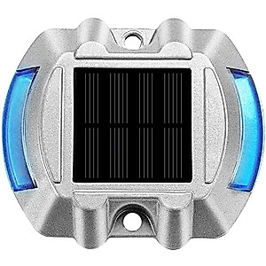 VEVOR Driveway Lights 16-Pack, Solar Driveway Lights with Switch Button, Solar Deck Lights Waterproof, Wireless Dock Lights 6 LEDs for Path Warning Garden Walkway Sidewalk Steps, LED Bright Blue