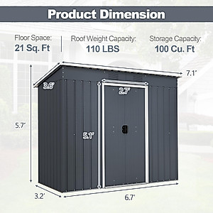 IRONMAX Outdoor Storage Shed with Floor, 6 x 3 FT Galvanized Steel Garden Shed Cabinet with Double Sliding Door & Air Vent, Utility Metal Tool Storage Shed House for Garden, Backyard, Patio, Lawn