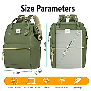 Bebowden Travel Laptop Backpack for Women Men College School Bag Business Work Anti Thef Water Resistant Casual Daypack Fits 14 Inch Laptop Green