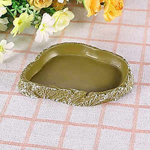 POPETPOP 2 Pack Reptile Bowl - Reptile Water Dish,Reptile Food and Water Dish for Snake Frogs Gecko Tortoise Resin Terrarium Feeding Tray Bearded Dragon Accessories