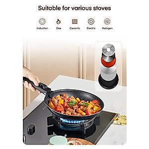 FOHERE 8pcs Pots and Pans Set with 2 Detachable Handles, Aluminum Nonstick Cookware Set, Induction Pan Set, RV Cookware Set, Oven Safe, Stackable