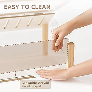 MEWOOFUN Wooden Hamster Cage Small Animal Cage Acrylic Hamster Cage with House (18.5" L X 12.9" W X 9.8" H)