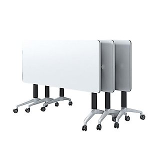 3pcs Foldable Conference Tables, Flip Top Mobile Training Table with Modesty and Lockable Wheels,Quickly Change from Horizontal to Vertical (Color : C, Size : 120 * 40 * 75cm)