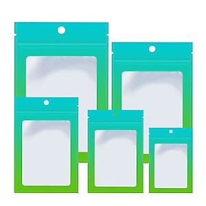 ODDIER 100pcs Foil Mylar Resealable Zipper Bag,5 Size Holographic Bags Slider Seal Technology Freezer Grip Food Containers Organization，Reusable Bags for Packaging Products