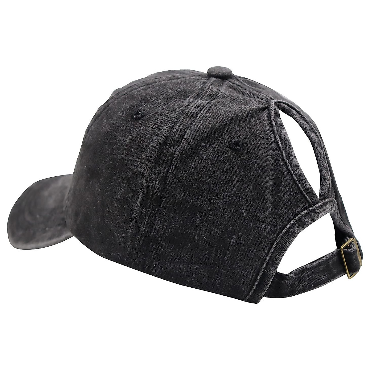 OASCUVER Women Lake Girl Ponytail Hat, Embroidery Adjustable Baseball Cap Washed Distressed Messy High Bun Ponycap …