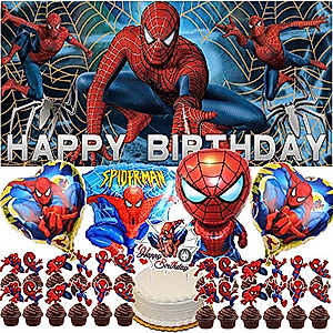 MISCOO Spiderman Party Supplies | Decorations | Banner | Balloons | For Boys | Backdrop | Birthday | Set | Decor