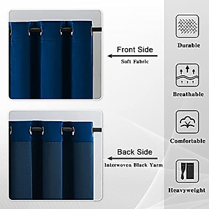 MASWOND Extra Long Blackout Velvet Curtains for High Ceilings - 156 Inch Curtains Perfect for Two Story Living Rooms, Wrinkle-Free, 2 Story Grommet Curtains, 52" W x 15FT, Dark Blue, 1 Panel
