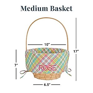 Let's Make Memories Personalized Create Your Own Wicker Easter Basket – Blue Bunny Design - Basket Only - Customize with Any Name - Medium