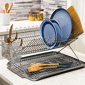 Utensil Drying Rack, 3 Compartments, Chrome