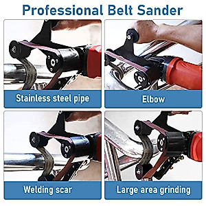 Belt Sander Adapter for Angle Grinder, Pipe Tube Polishing Sanding Attachment with 40mm Belts, Suitable for US 5/8-11 Thread, Handheld Grinder Sander Kit Rust Removal
