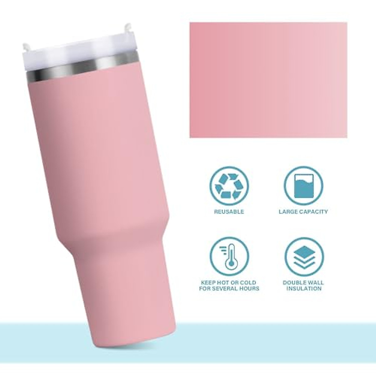 RPLIFE Gradient Pink Stainless Steel Bottle, Insulated Cups with Lids, Tumbler for Men