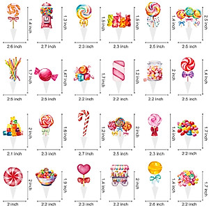 48Pcs Lollipop Cupcake Toppers Candyland Party Decorations Candyland Lollipop Cupcake Decorations Sweet Candy Cake Topper for Candyland Themed Birthday Baby Shower Supplies