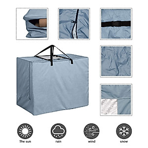 Orqihod Patio Furniture Seat Cushions Storage Bag with View Window, Dustproof Outdoor Cover and Cushion Storage, Lightweight, Grey, 40 x 28 x 18 in, Easy to Carry