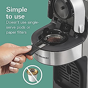Hamilton Beach The Scoop Single Serve Coffee Maker & Fast Grounds Brewer for 8-14oz. Cups, Brews in Minutes, 40oz. Removable Reservoir, Stainless Steel (49987)