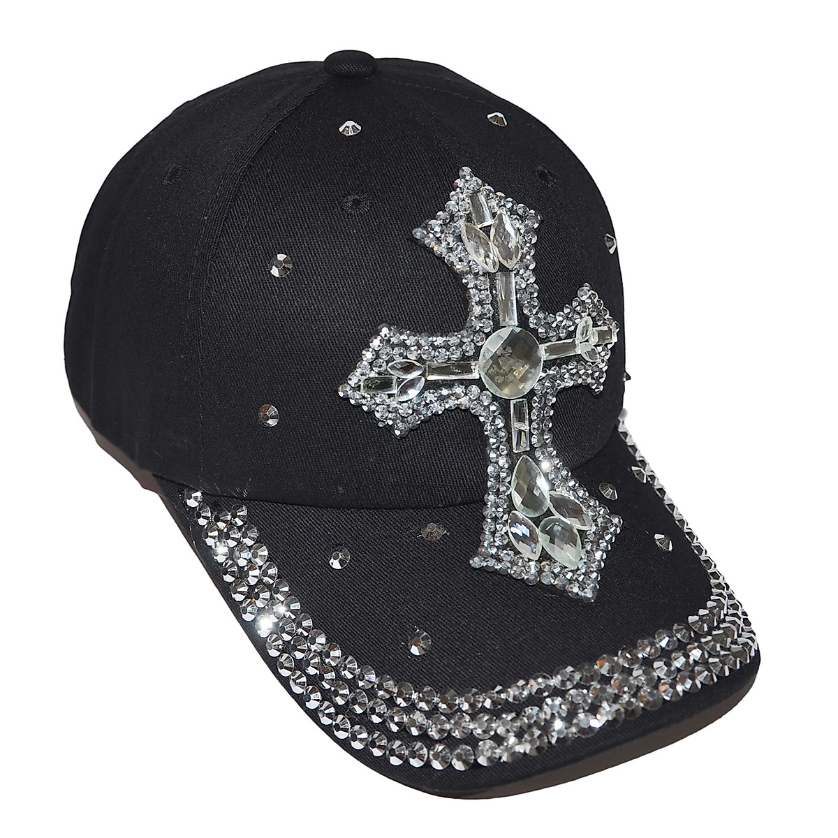 Popfizzy Bling Baseball Cap for Women and Girls, Fun Bedazzled Hats, Shiny Rhinestone Denim and Diamond Hat, Sparkly Gifts