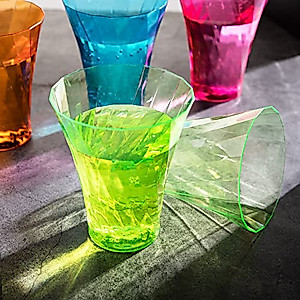 supernal 10oz Neon Plastic Tumbler Cups(Set of 96) Rainbow Plastic Drinking Glasses, Colorful Plastic Cups Perfect for Super Bowl Party Birthday