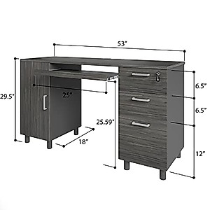 Modern Design By Crafts & comfort Venice Computer Desk - Office Desk with 3 Drawers & CPU Storage Cabinet - Laptop Workstation with Keyboard Tray & Cable Hole - Home & Office Supplies -Slate/Black