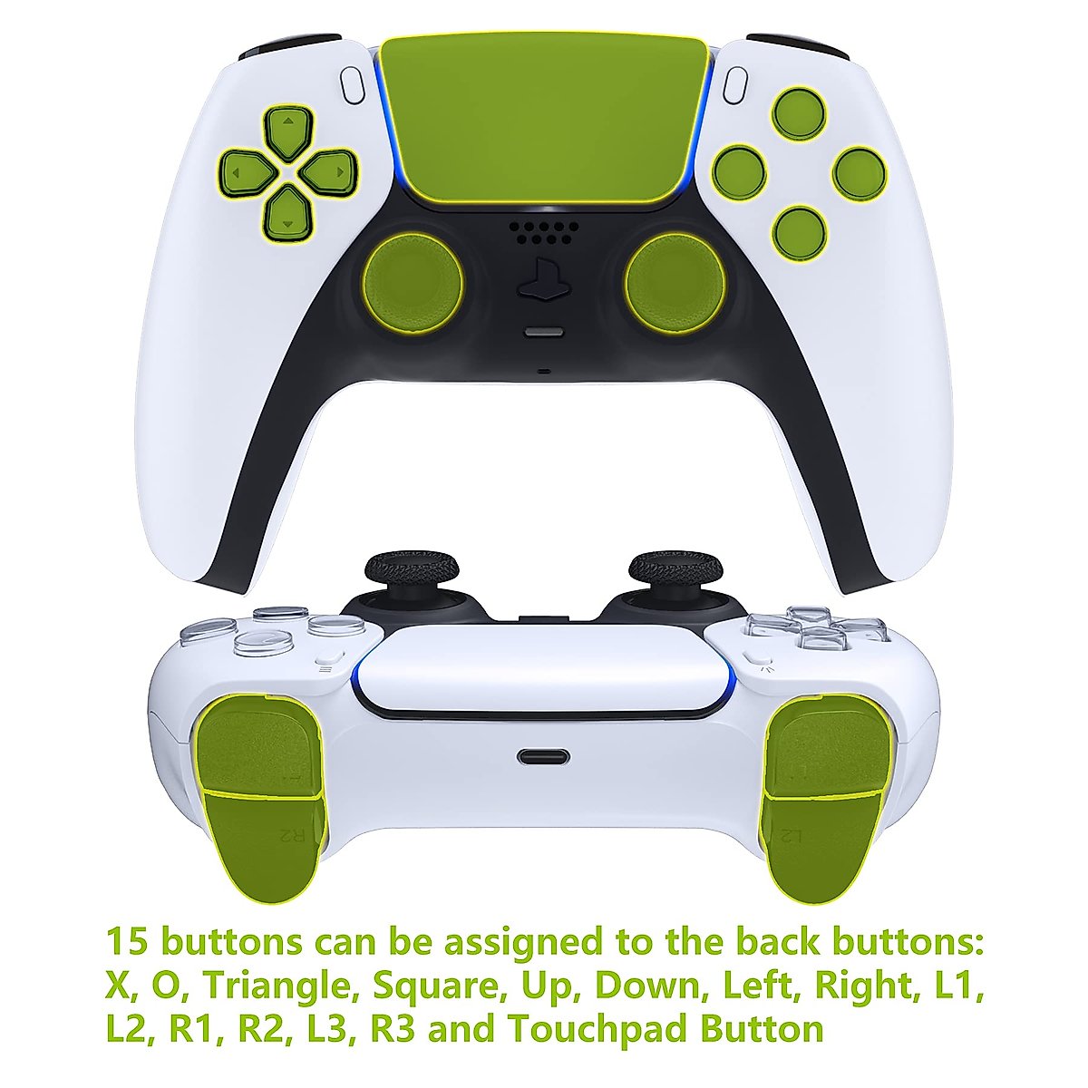 eXtremeRate White Programmable Real Metal Buttons (RMB) Version RISE4 Remap Kit for PS5 Controller BDM 010 & BDM 020, Upgrade Board & Redesigned Back Shell & 4 Back Buttons for PS5 Controller