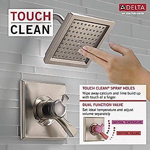 Delta Faucet Dryden 17 Series Dual-Function Shower Trim Kit with Single-Spray Touch-Clean Shower Head, Stainless, 2.0 GPM Water Flow, T17251-SS-WE (Valve Not Included)