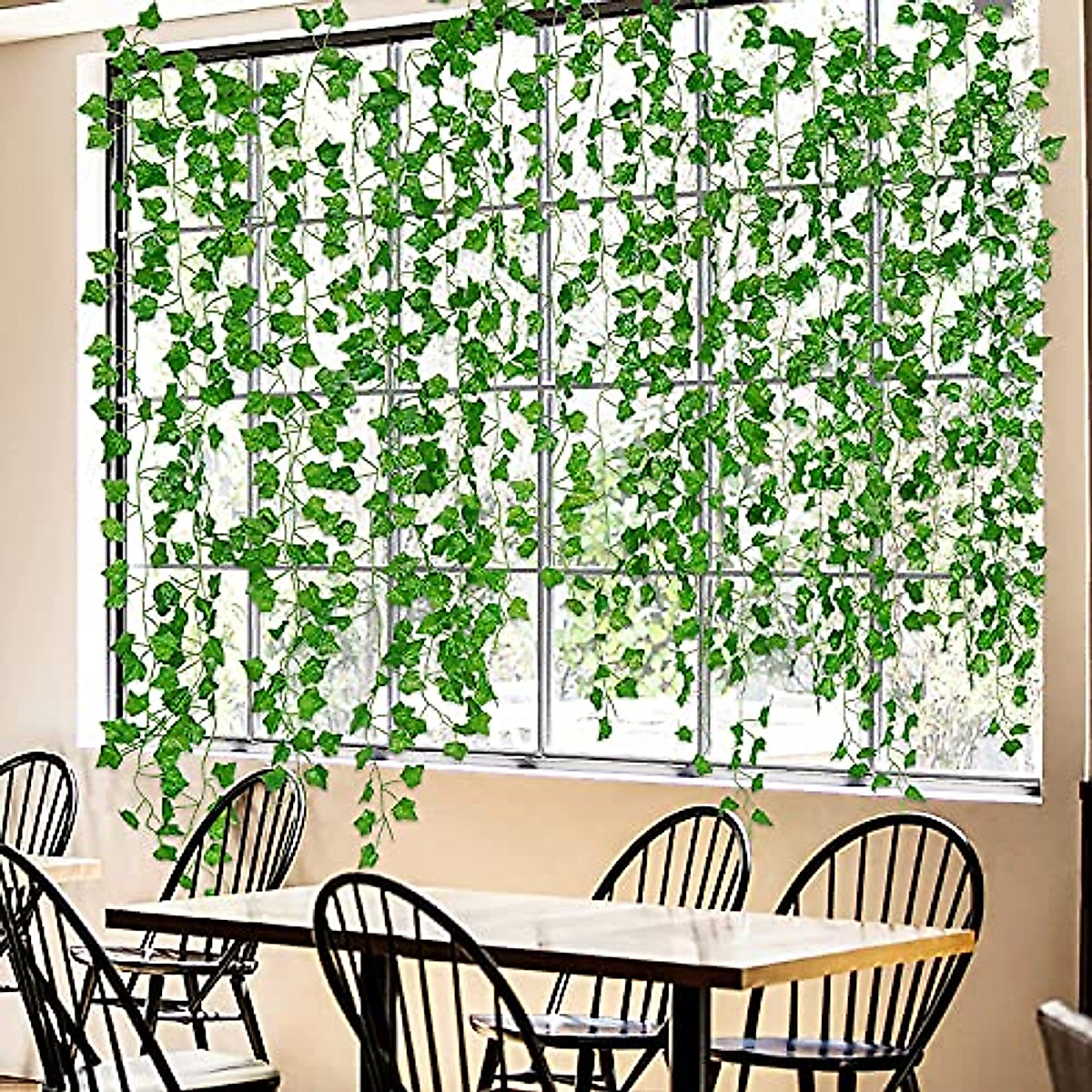 Artflower Fake Vines for Bedroom, 8 Pcs 56Ft Fake Ivy Vines Greenery Garland Artificial Ivy Leaves Fake Hanging Plants for Office Garden Wedding Wall Room Decor