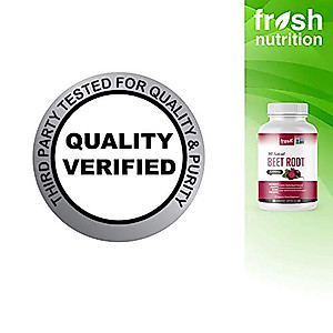 Fresh Nutrition Organic Beet Root Capsules - Strongest DNA Verified 2400mg Per Serving - Vegan Friendly, Non GMO, Gluten and Soy Free