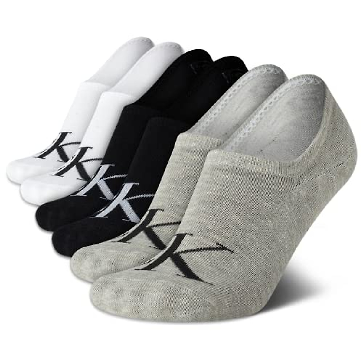 Calvin Klein Women's Socks - Comfort Cuff Sneaker Liner (6 Pack), Size 4-10, Grey Logo Assorted