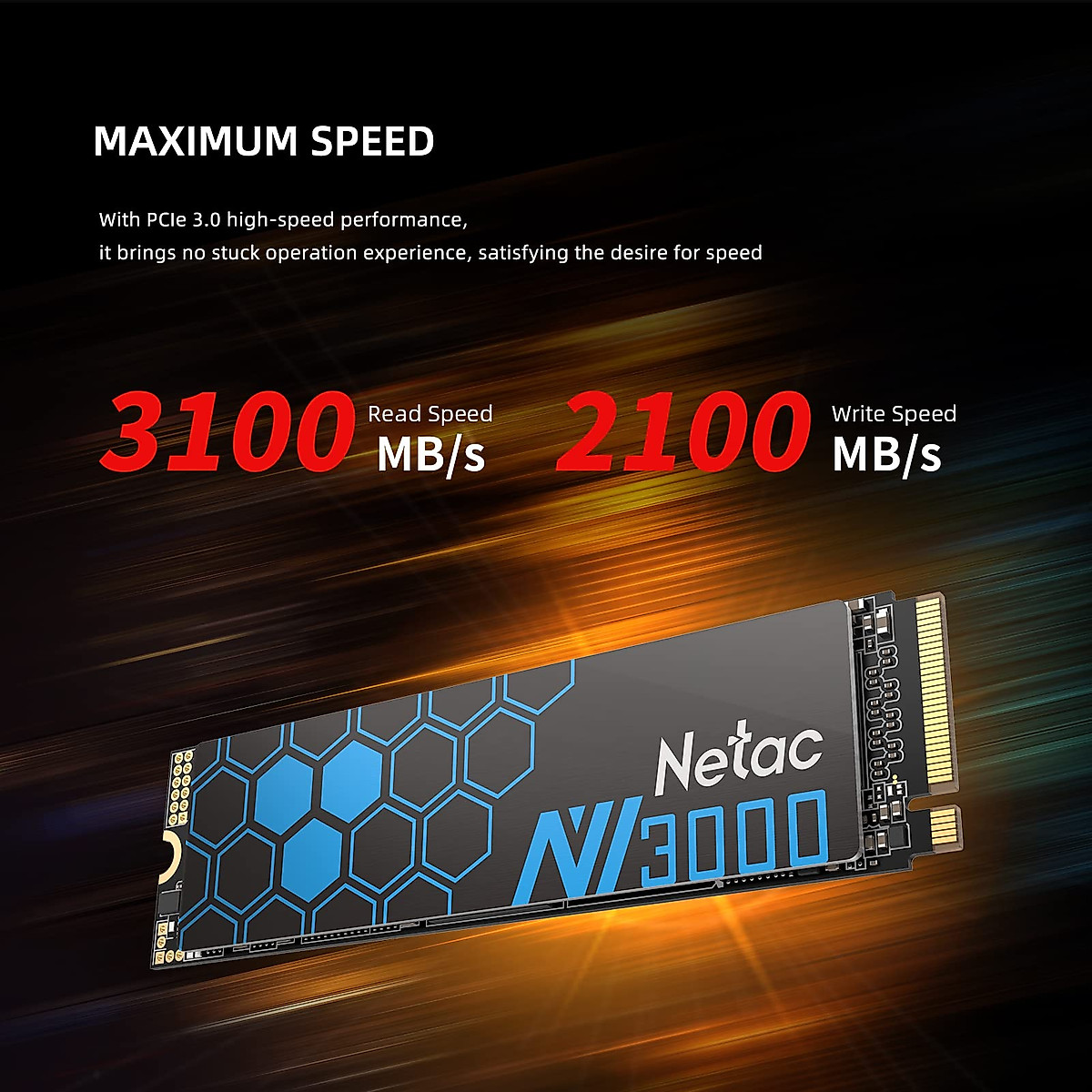 Netac 1TB NVMe PCIe Gen3x4 M.2 Internal Solid State Drive Up to 3,100 MB/s with Aluminum Heatspreader 300TBW, Built for Gaming