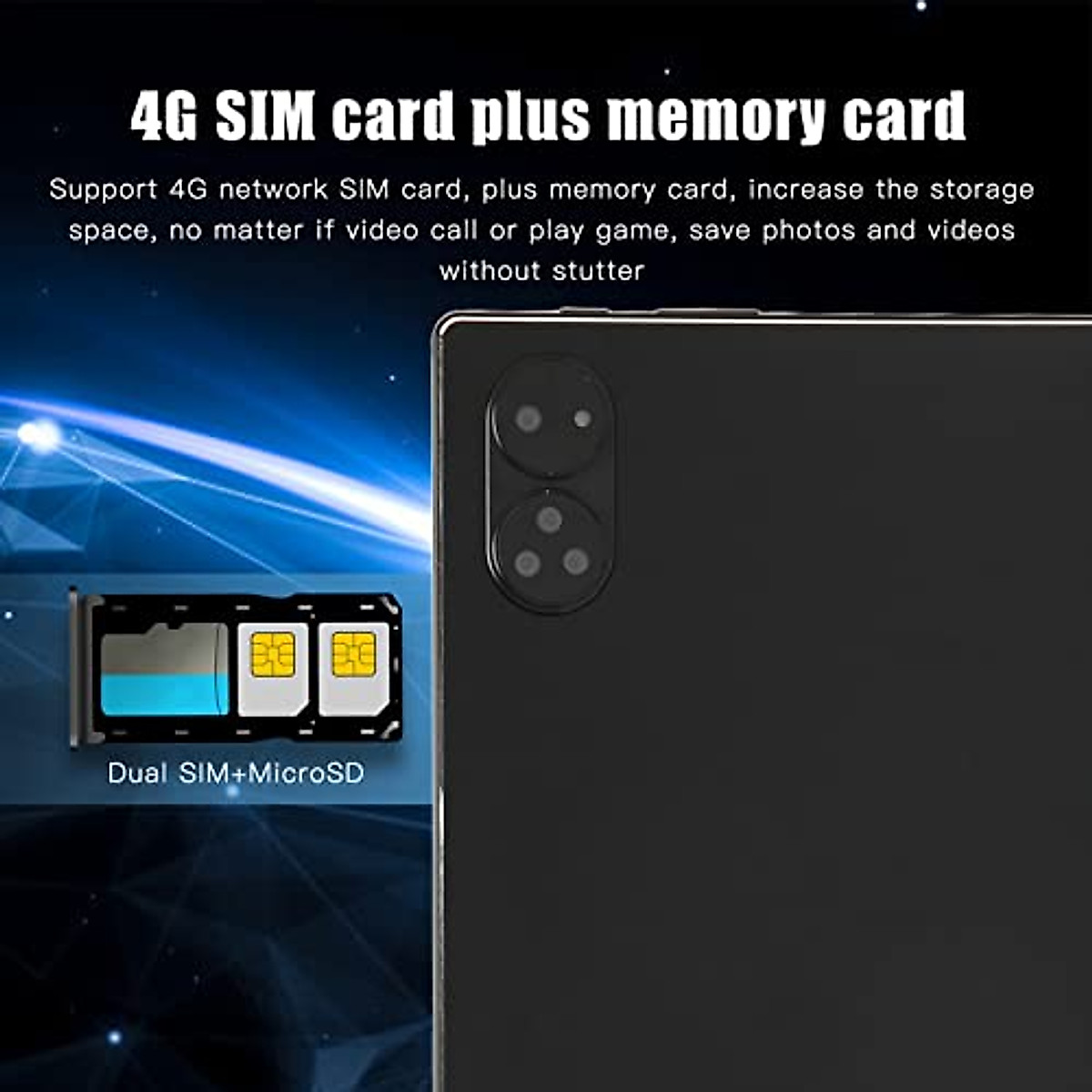 Yunseity 10 Inch Tablet, 6GB 256GB Gaming Pc, 6000mAh Battery Portable Pc Tablet for Kids, 13MP Camera, IPS HD Large Screen with 5GWIFI, Dual Standby Support and Dual SIM Slots