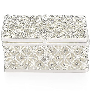 ELLDOO Crystal Jewelry Trinket Box Rectangle Small Box Earring Ring Case Necklace Organzier Storage Box Wedding Brithday Gift