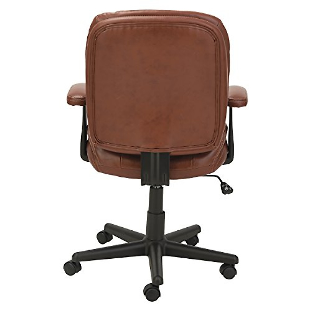 OIF Swivel/Tilt Leather Task Chair, Fixed T-Bar Arms, Chestnut Brown