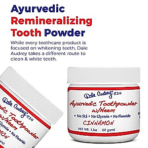 Dale Audrey Ayurvedic Remineralizing Tooth Powder for Sensitive Teeth | Cinnamon Powder for Teeth Whitening | Organic Tooth Powder for Gum and Bad Breath (1.3 Oz)