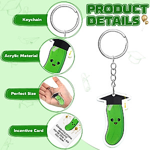 JaGely 20 Sets 2024 Graduation Gifts Graduation Inspirational Positive Pickle Keychains Emotional Support Keychains Bulk Positive Cucumber Pickle with Funny Card and Card Bags for Student School Party