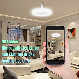 UFO LED Light Bulb, 28W, 40W, 60W LED Ceiling Light Bulb, Flat LED Light Bulb, Base for Home Lighting, Garage, Workshop, Basement Easy-Installation Energy Saving LED Lamp with Folded E27 (60)