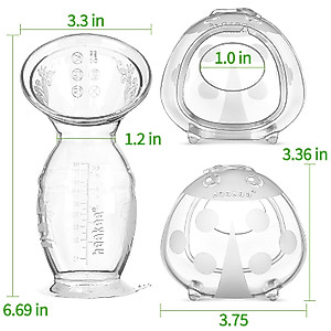 haakaa Manual Breast Pump Collector with Suction Base 5oz/150ml and Ladybug Milk Collector 2.5oz/75ml Combo for Breastfeeding, Made of Food Grade Silicone
