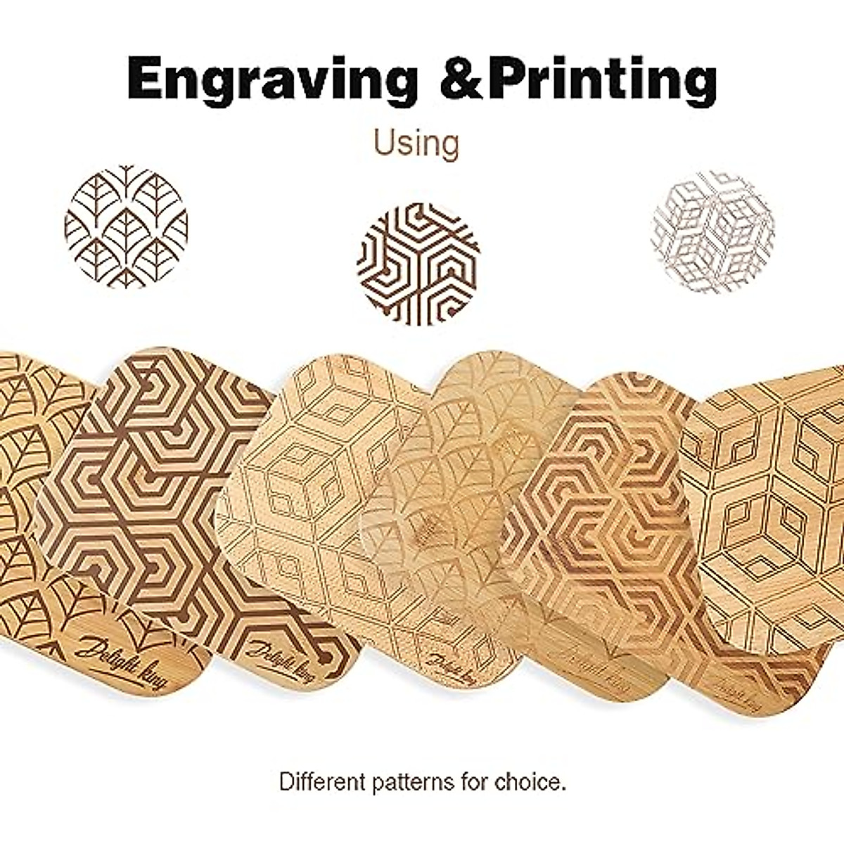 Delight King Glass Containers with Bamboo Lids, Set of 4 Glass Food Storage Containers with Wooden Lids, Non Toxic, Non Plastic, Fridge and Microwave Safe, Eco Friendly, Leaf Printed Wood Lid Design