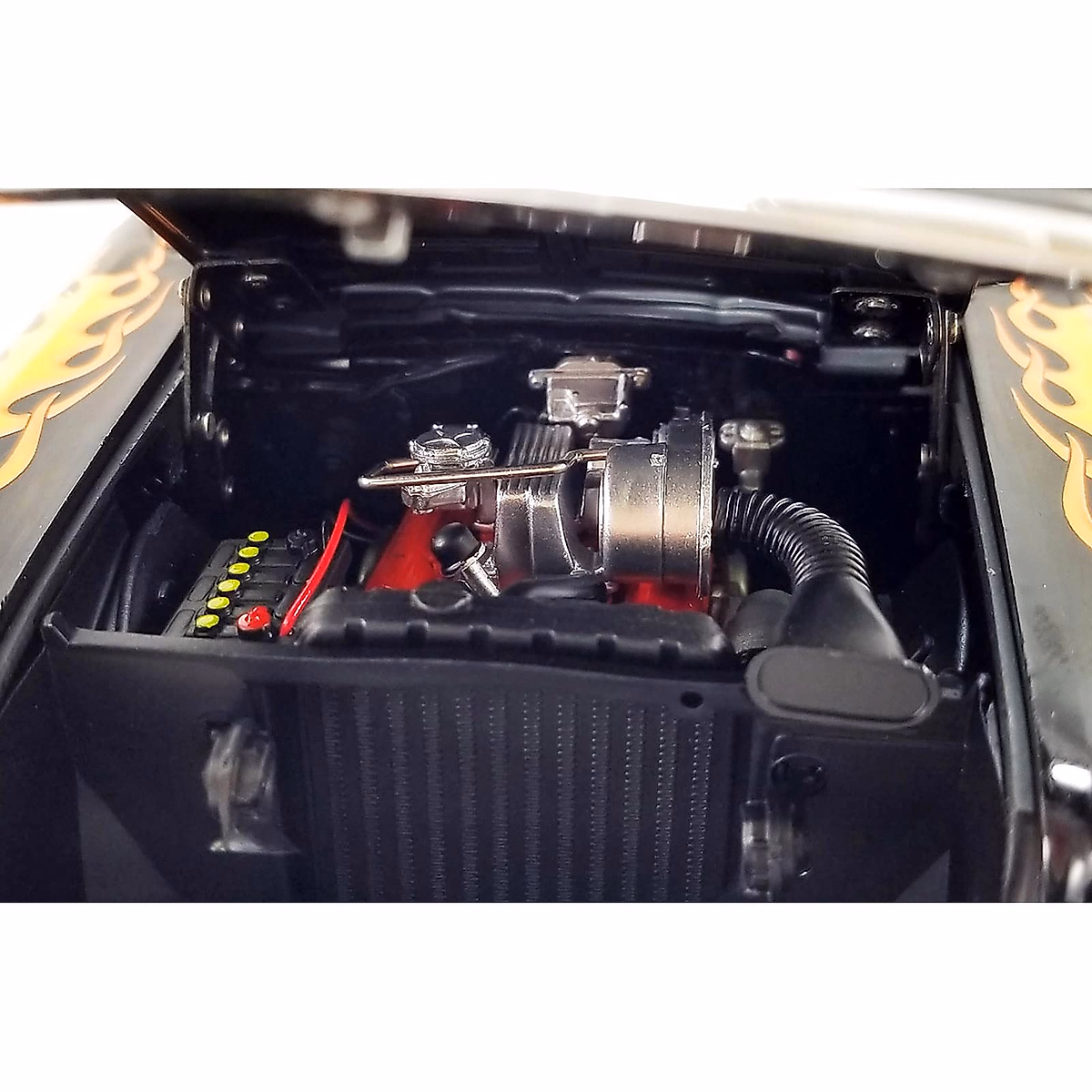 1957 Chevy Bel Air Black with Flames and Pinstripe Top Big Daddy Ed Roth LTD ED to 966 Pieces Worldwide 1/18 Diecast Model Car by Acme A1807014