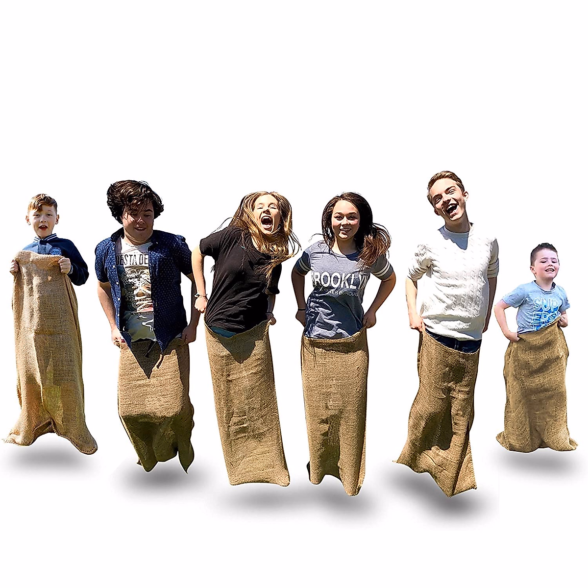 Elite Sportz Potato Sack Race Bags - 6 Quality Sack Race Bags for Kids Birthday Party Games, and Comes with a Compact Bag for Easy Storage. Great Family Games