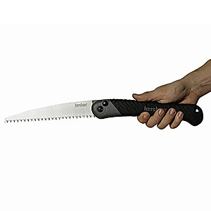 Kershaw Taskmaster Folding Saw (2555X); for Camping and Hunting with Serrated High Performance 7 in. Steel Blade, Lock Button Release and Glass-Filled Nylon Handle with Rubber Overlay