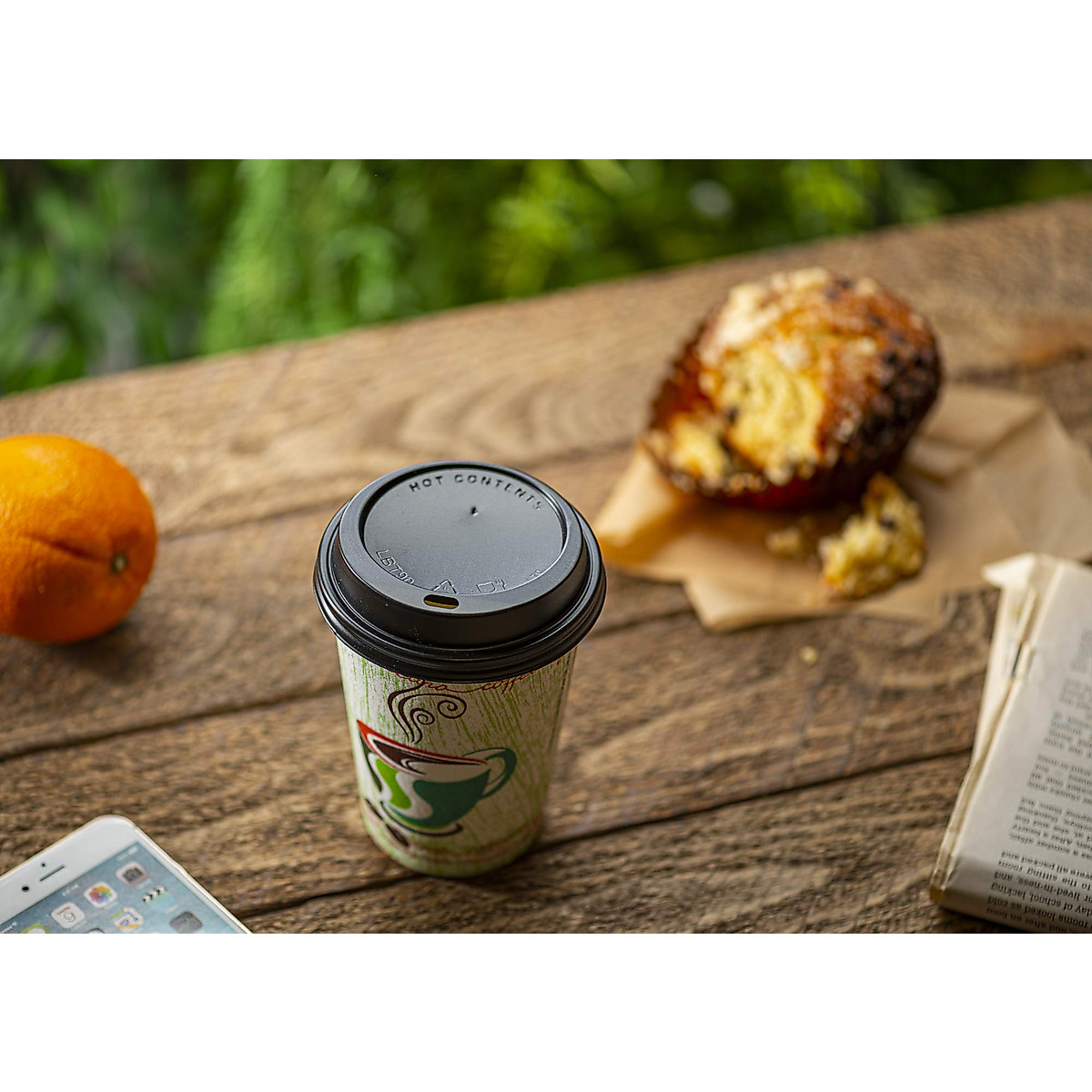 PaperMade Black Disposable Coffee Cup Lids (1000 Lids) - Resealable Dome Lids For Hot Or Cold Beverage Cups, 1 Case Fits Most 10 oz, 12oz, 16oz, 20oz Cups | Perfect For Travel, Coffee Shops & Take Out