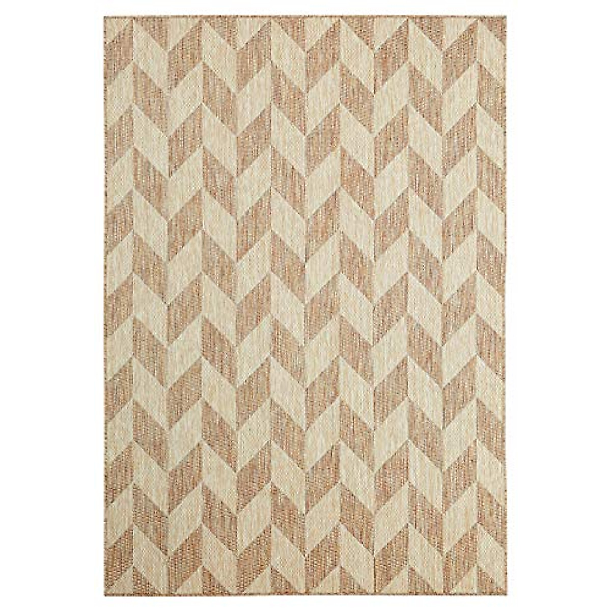 PRIYATE Chevron Outdoor/Indoor Area Rug 8' x 10' – Moroccan Inspired Ourika Geometrical Collection - Easy Clean, Pet Friendly, High Traffic Carpet - Patio, Deck, Pool Side, Living & Dining Room