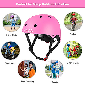 KAMUGO Kids Bike Helmet,Toddler Skateboard Helmet for Girls Boys Ages 8-14 Years,Child Adjustable Helmet for Multi-Sports Bicycle Skateboarding Roller Skating Scooter Rollerblade Balance Bike