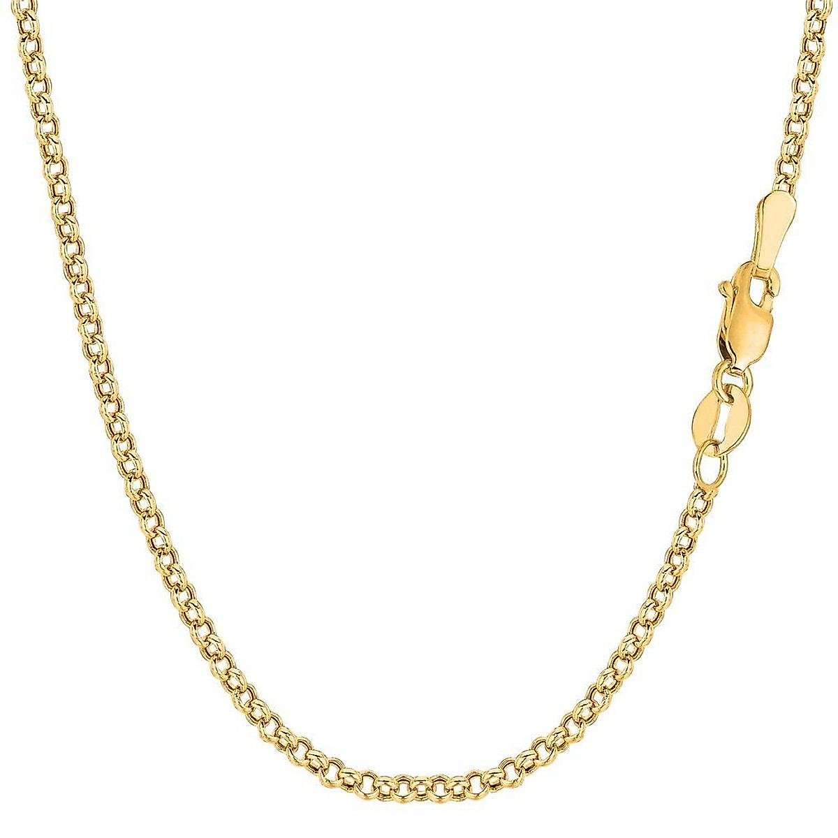 The Diamond Deal 14k SOLID Yellow or White Gold 2.3mm Shiny Diamond Cut Rolo Chain Necklace Or Bracelet for Pendants and Charms with Lobster-Claw Clasp Womens Chains Jewelry (20" And yellow-gold)