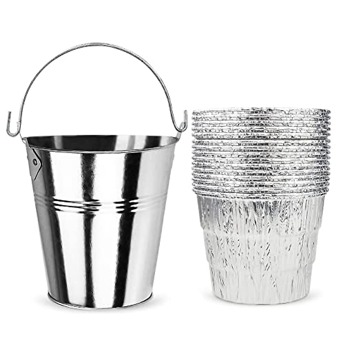 Hisencn Grill Cover and Drip Bucket Small and 15-Pack Foil Liners for Pit Boss Pro Series Triple-Function Combo Grill PB1100PSC2, PB1100PSC1, Pit Boss Sportman 1230 Pellet/Gas Combo Grill